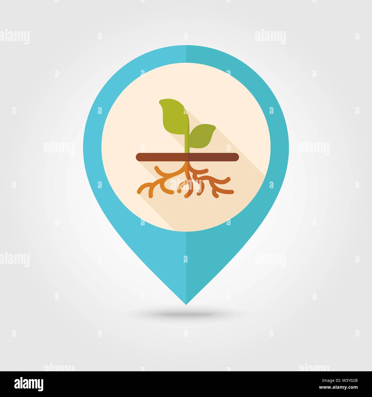 Plant with roots flat vector pin map icon. Map pointer. Map markers ...