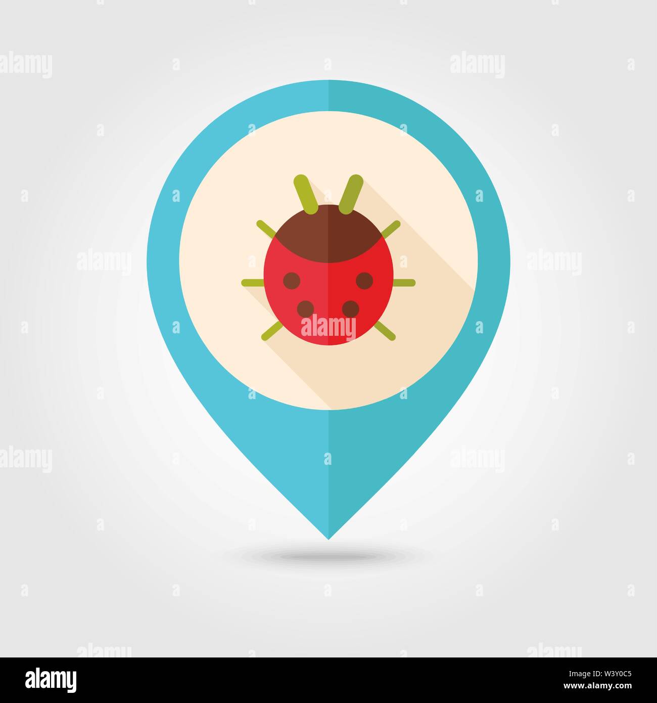 Ladybug flat vector pin map icon. Map pointer. Map markers. Garden, eps ...