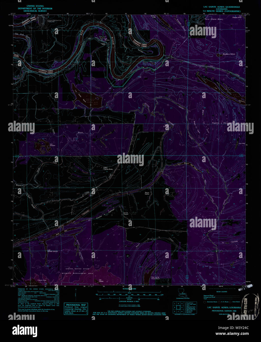USGS TOPO Map Louisiana LA Lac Sainte Agnes 332394 1982 24000 Inverted ...