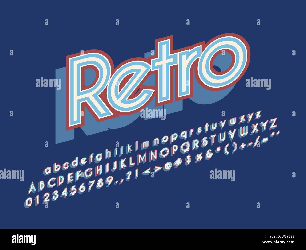 Retro font and alphabet. Stock vector illustration Stock Vector Image ...