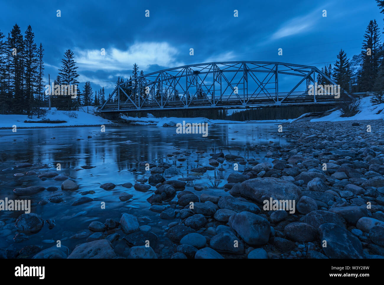 Steel Truss Bridge over the Bow River at Castle Junction in Banff ...