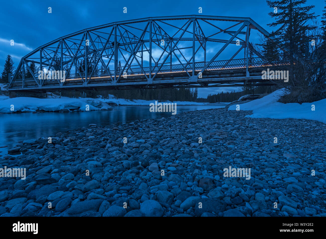 Steel Truss Bridge over the Bow River at Castle Junction in Banff ...