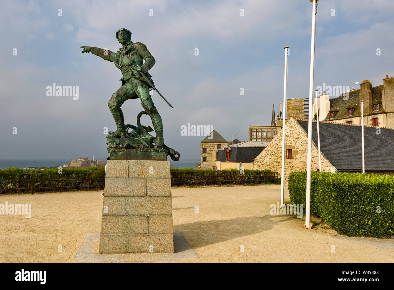 statue in tribute to sailor Robert Surcouf who was French privateer ...