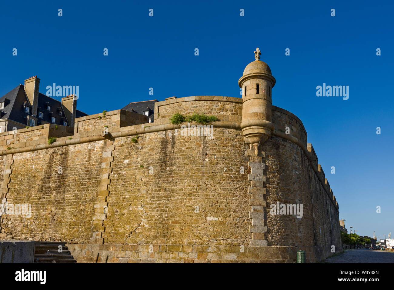 small turret on a corner of the ramparts of Saint Malo, Brittany ...