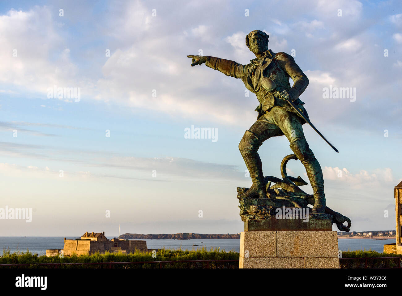statue in tribute to sailor Robert Surcouf who was French privateer ...