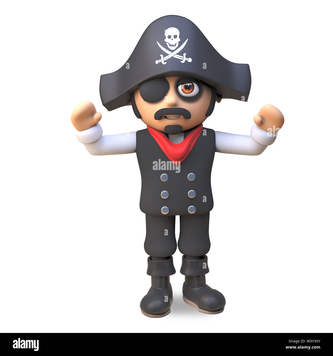 Sea captain pirate with eye patch and pirates skull and crossbones hat ...