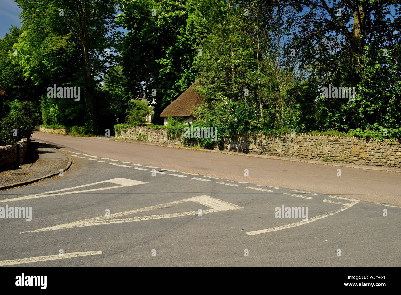 Give Way markings at a minor road junction Stock Photo - Alamy