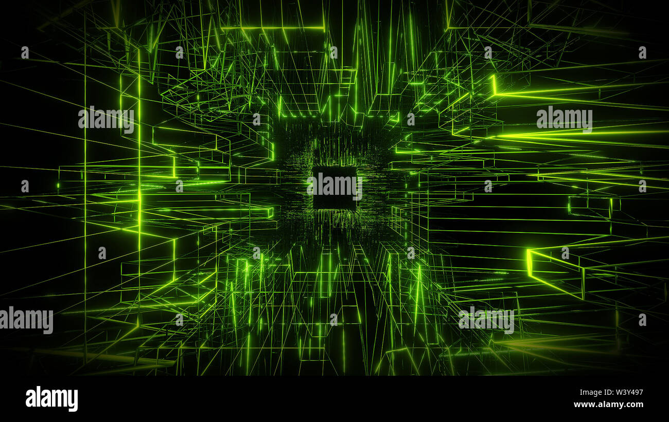 green wireframe visual design background 3d rendering Stock Photo - Alamy