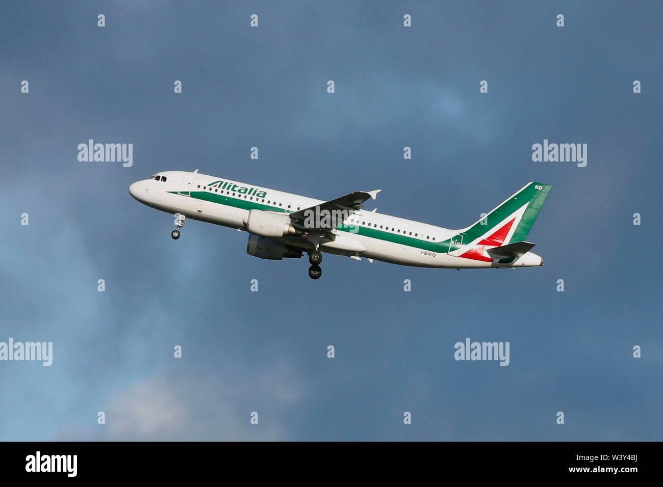 Alitalia aeroplane take-off from Leonardo da Vinci International ...