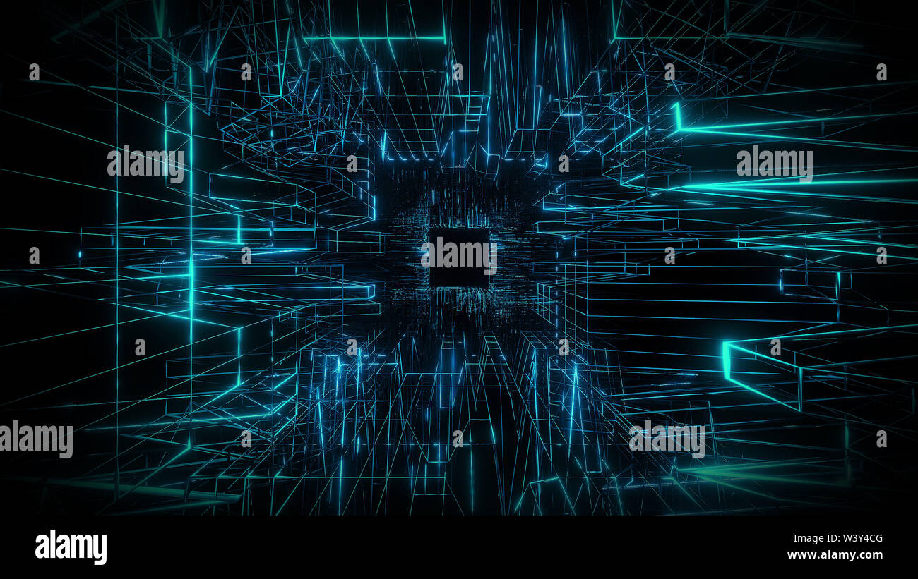 blue wireframe visual design background 3d rendering Stock Photo - Alamy