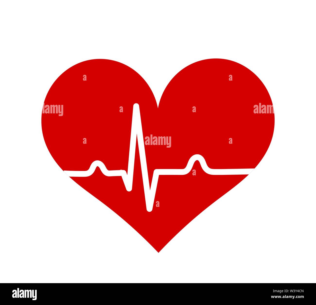 Red heart with ECG heartbeat rhythm line graph icon. Vector ...