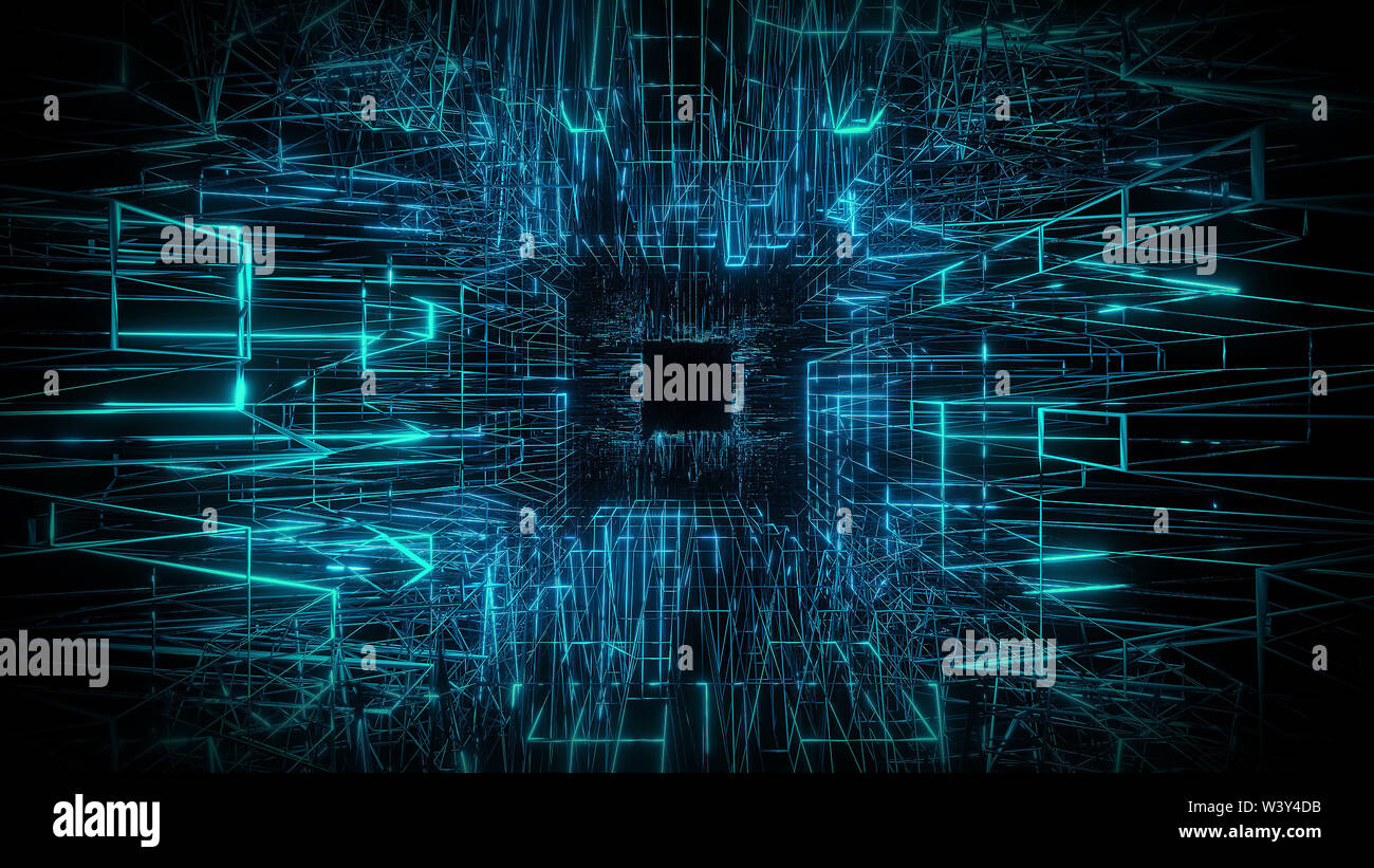 blue wireframe visual design background 3d rendering Stock Photo - Alamy