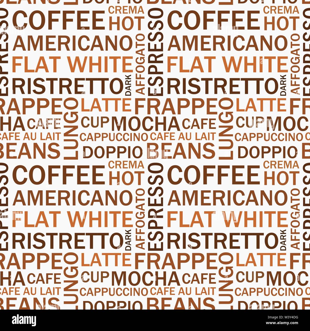 Coffee types seamless text pattern. Coffee vector illustration Stock ...