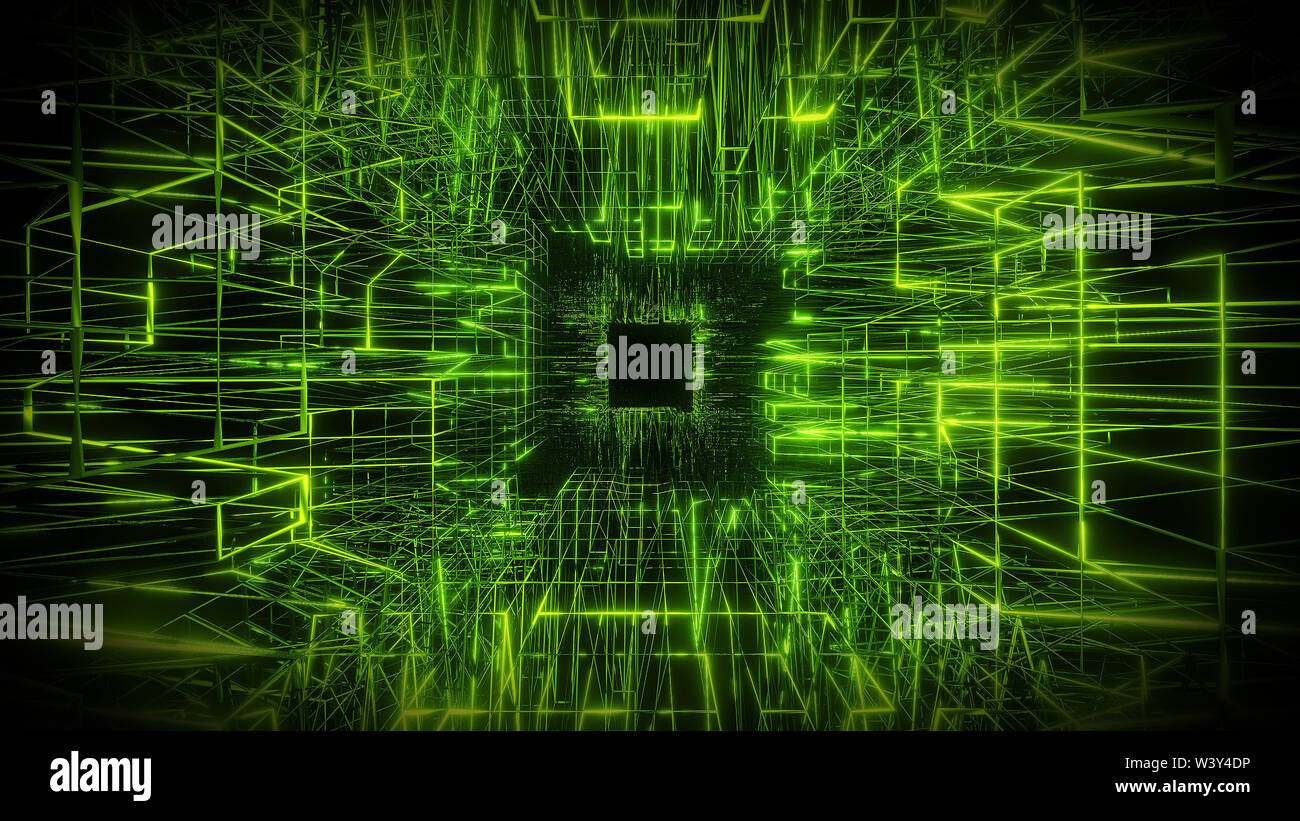 green wireframe visual design background 3d rendering Stock Photo - Alamy