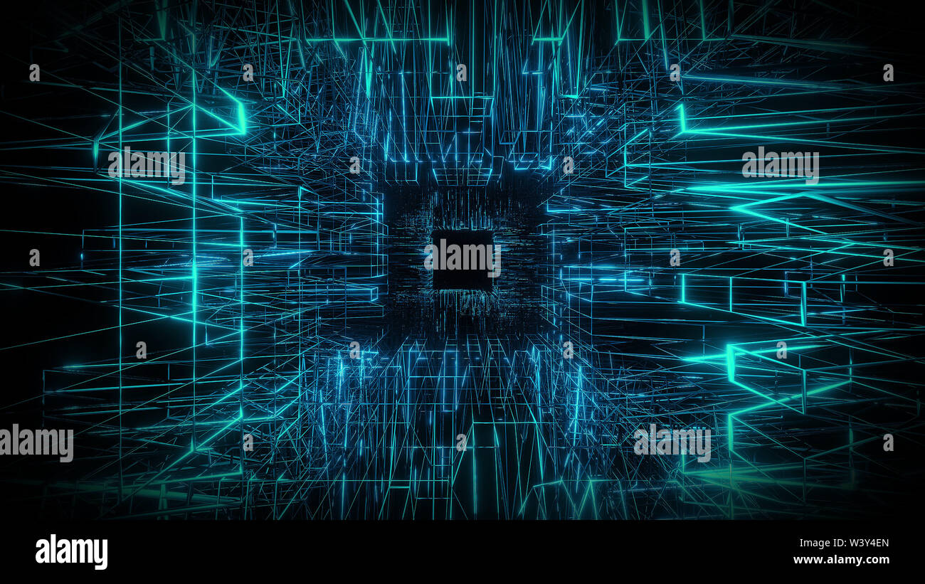 blue wireframe visual design background 3d rendering Stock Photo - Alamy