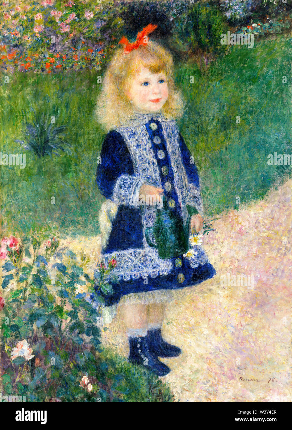 Pierre-Auguste Renoir painting, A Girl with a Watering Can, 1876 Stock ...
