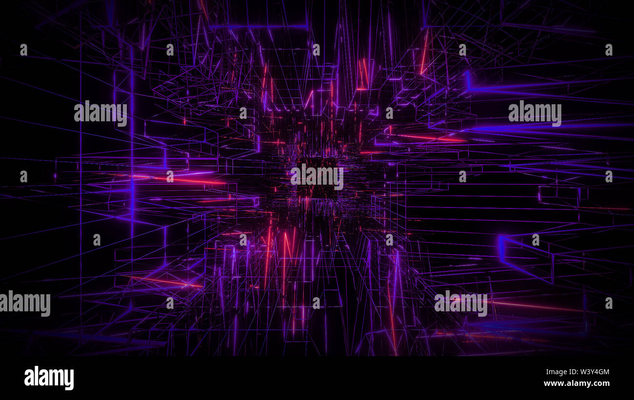 purple red wireframe visual design background 3d rendering Stock Photo ...
