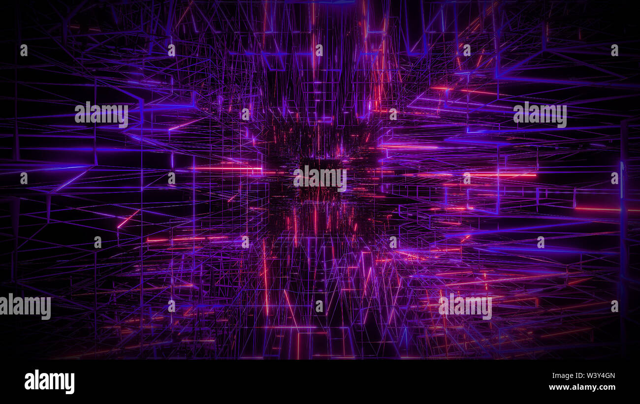 purple red wireframe visual design background 3d rendering Stock Photo ...