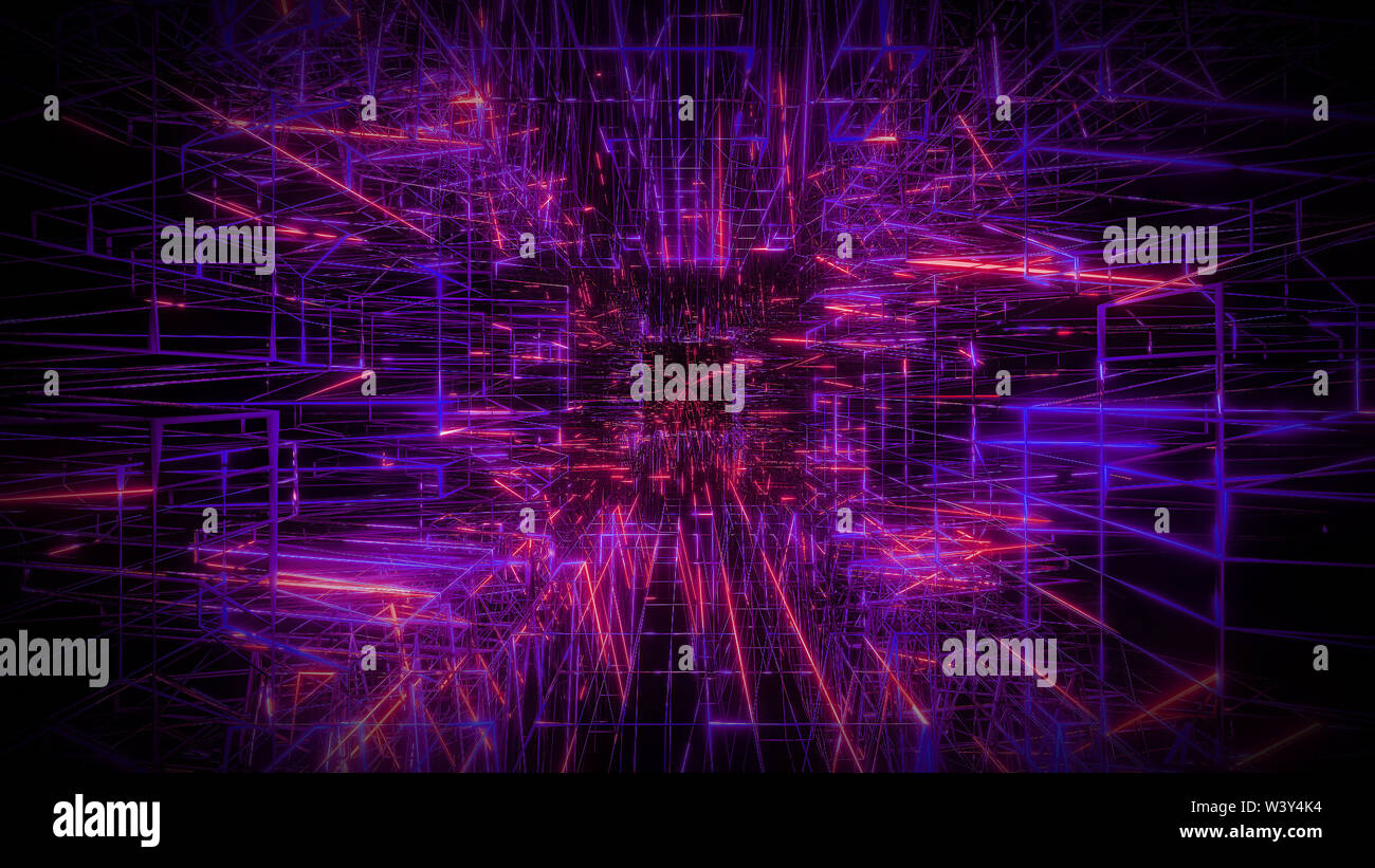 purple red wireframe visual design background 3d rendering Stock Photo ...