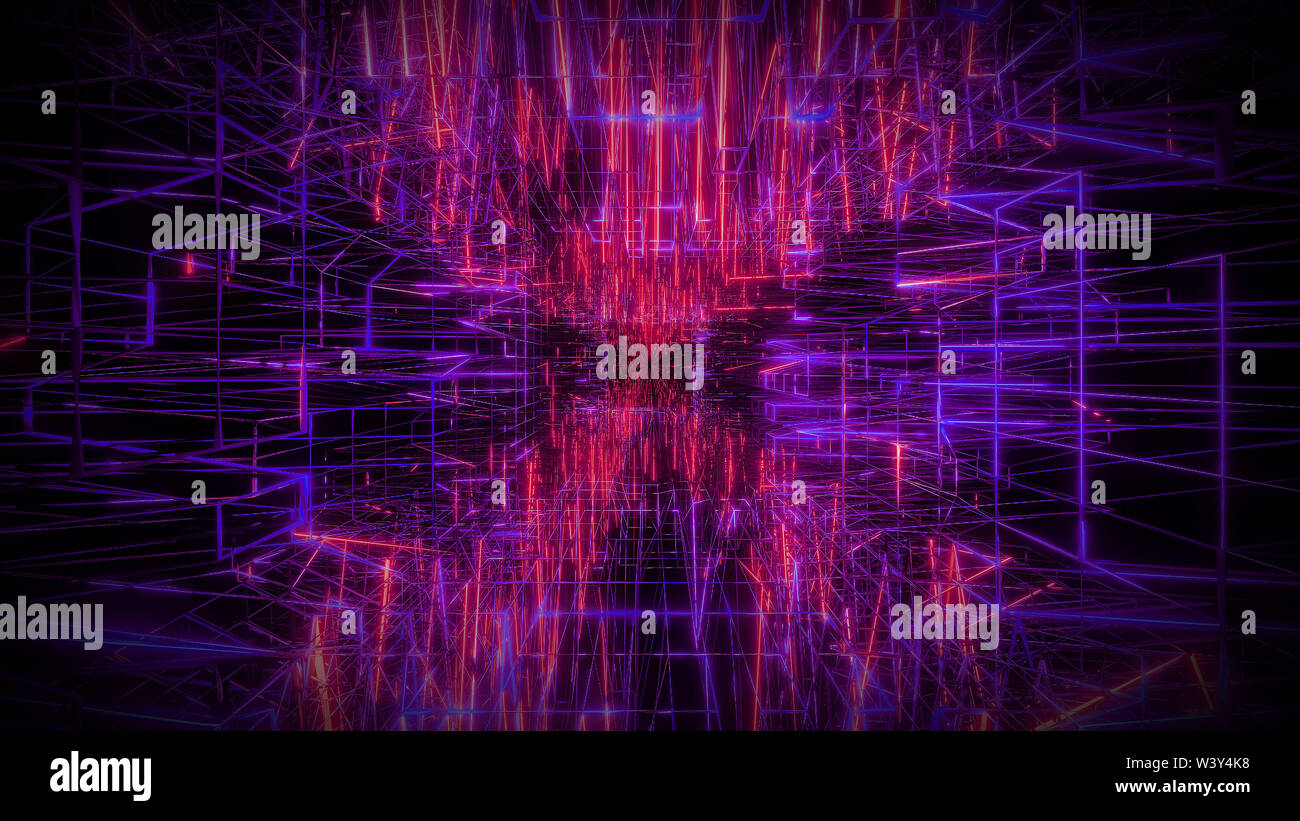 purple red wireframe visual design background 3d rendering Stock Photo ...