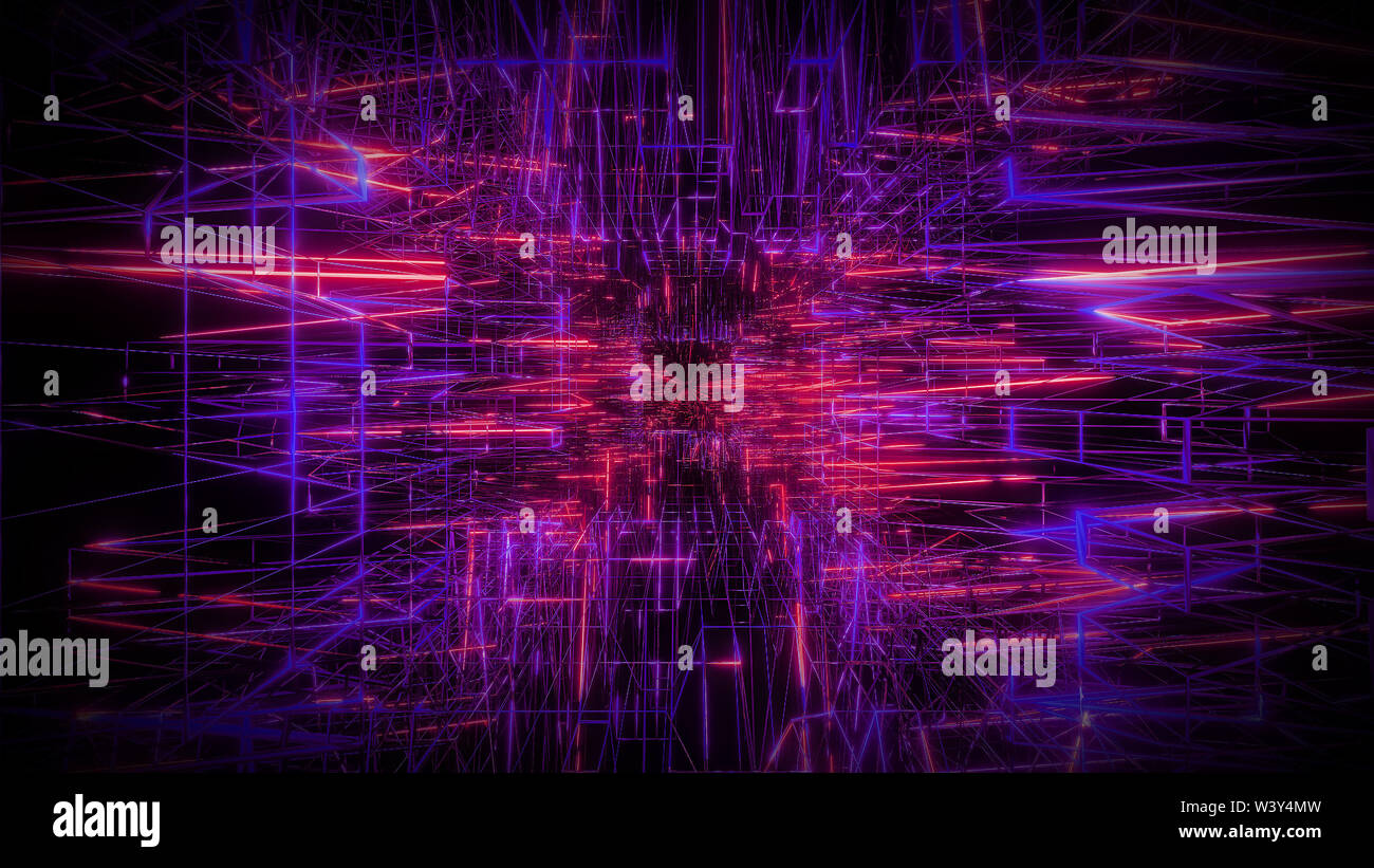 purple red wireframe visual design background 3d rendering Stock Photo ...