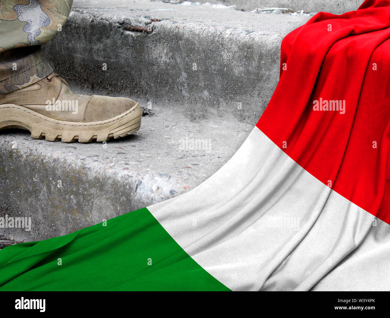 Military concept on the background of the flag of Italy Stock Photo - Alamy