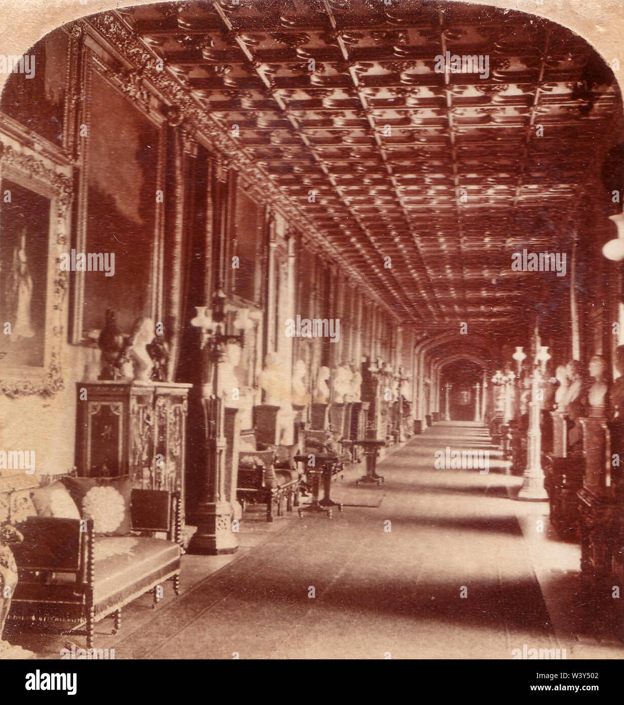 Grand Corridor. Windsor Castle, England. 1897 Stock Photo - Alamy