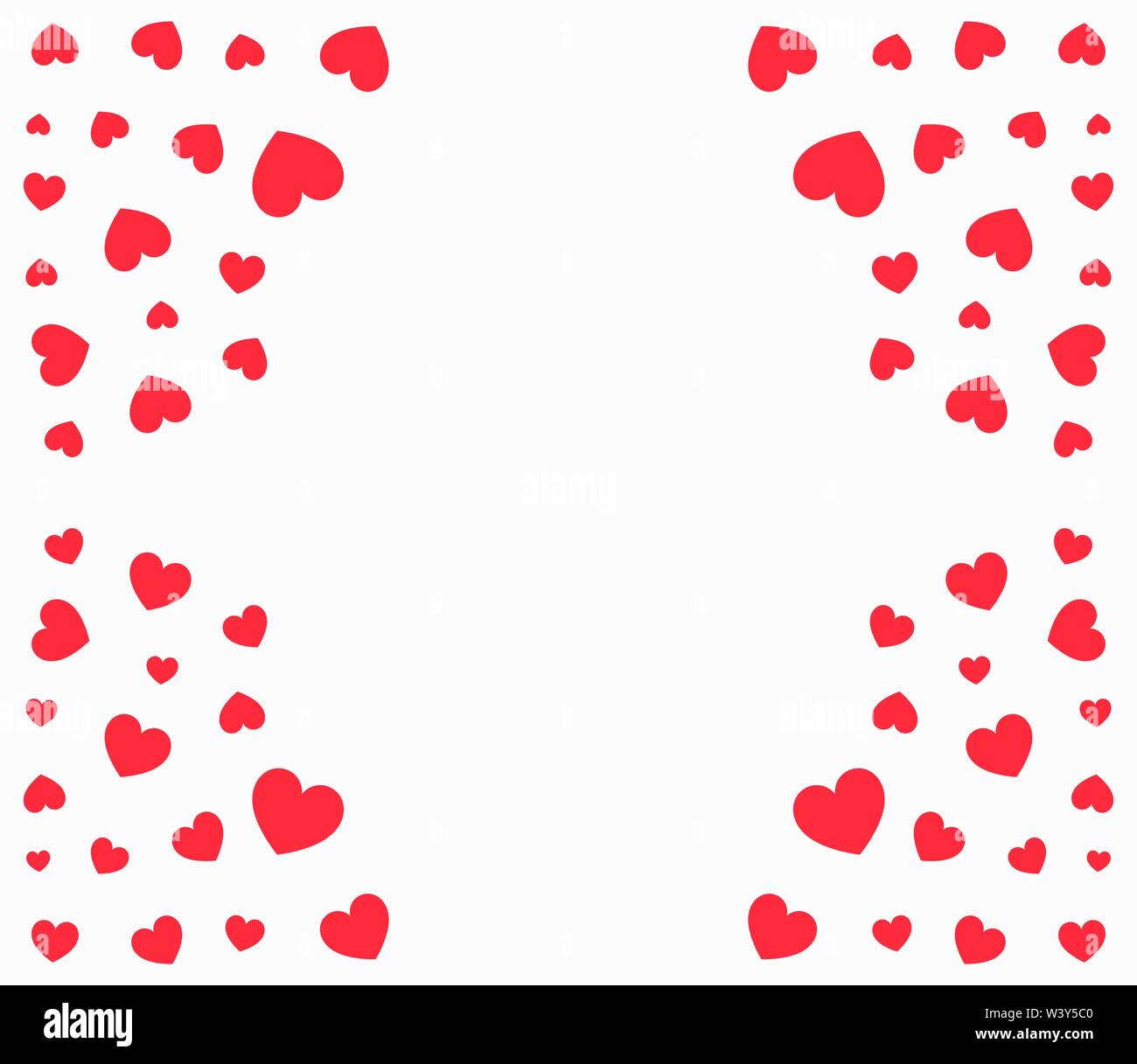 Red cute hearts border frame. Vector background Stock Vector Image ...