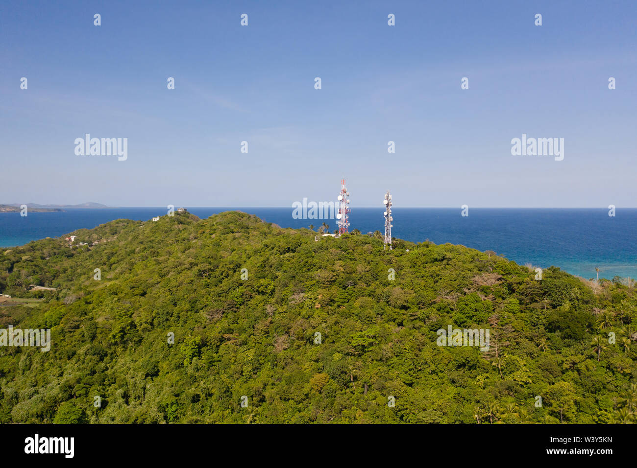 Telecommunication tower, communication antenna. Repeaters on a metal ...