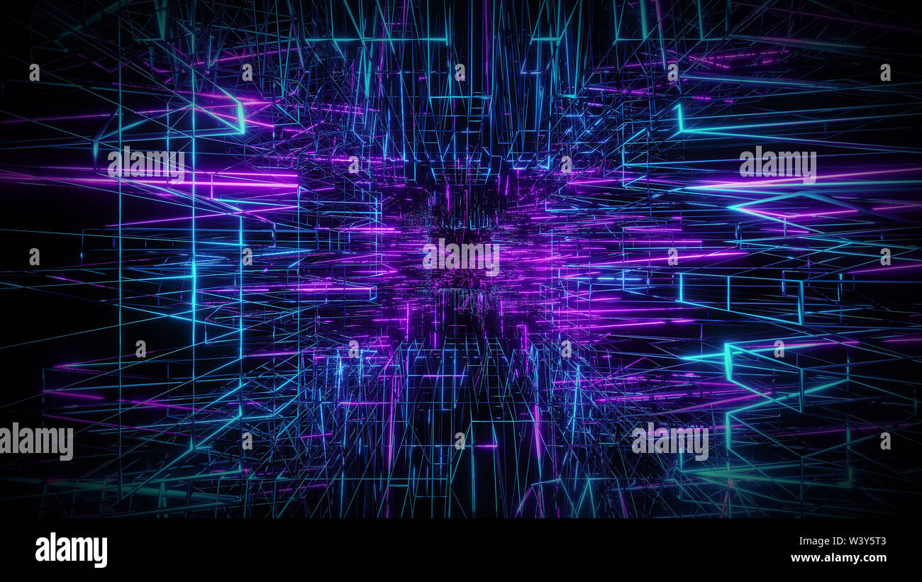 blue purple wireframe visual design background 3d rendering Stock Photo ...