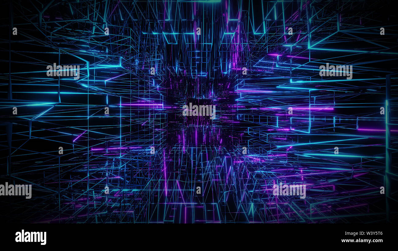 blue purple wireframe visual design background 3d rendering Stock Photo ...