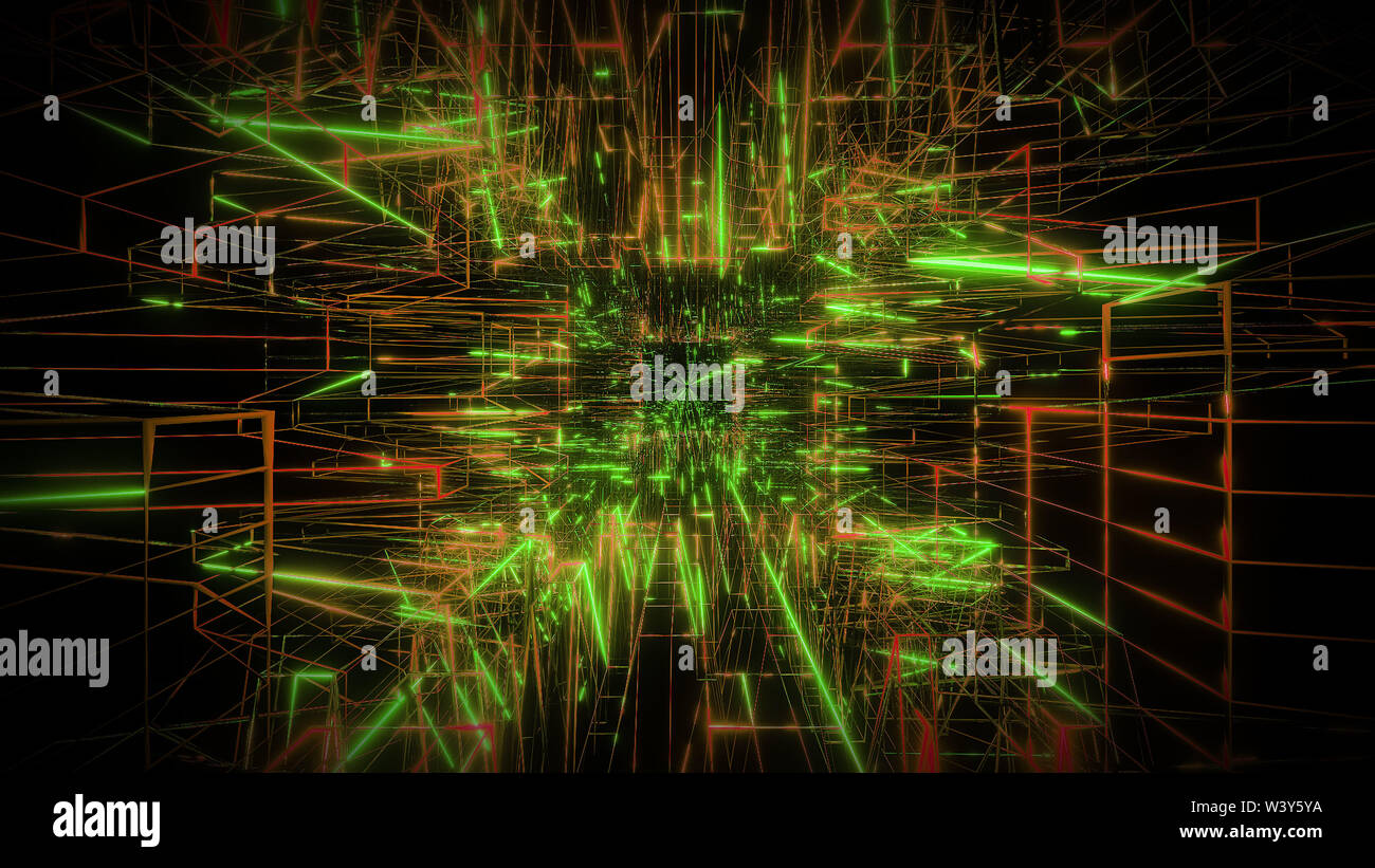 green orange wireframe visual design background 3d rendering Stock ...