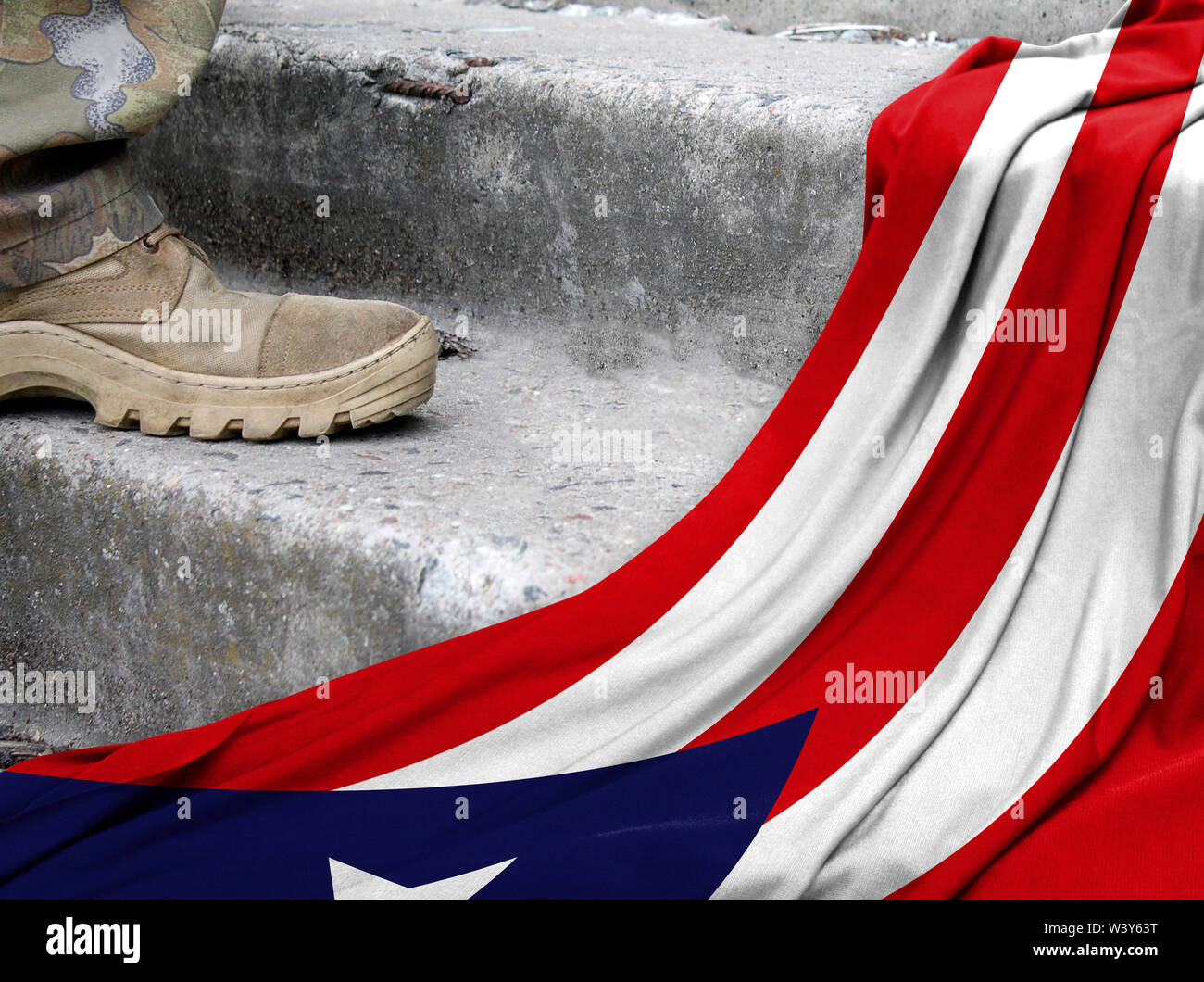 Military concept on the background of the flag of Puerto Rico Stock ...