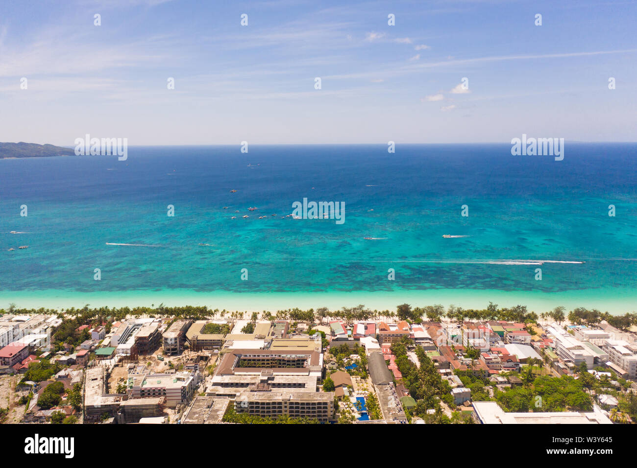 Houses and streets on the island of Boracay, Philippines, top view ...