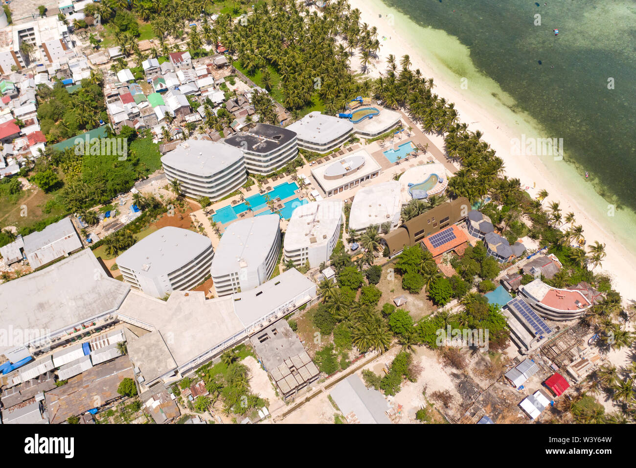 Houses and streets on the island of Boracay, Philippines, top view ...