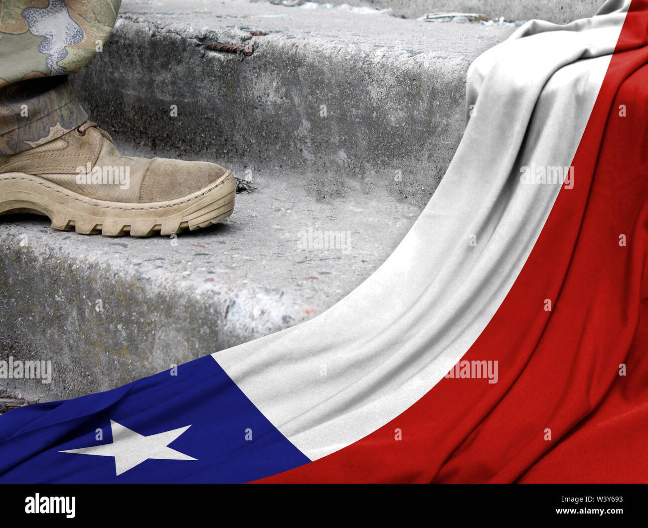 Military concept on the background of the flag of Chile Stock Photo - Alamy