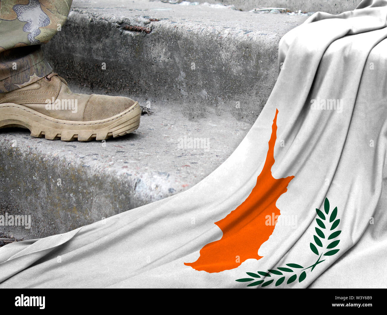Military concept on the background of the flag of Cyprus Stock Photo ...