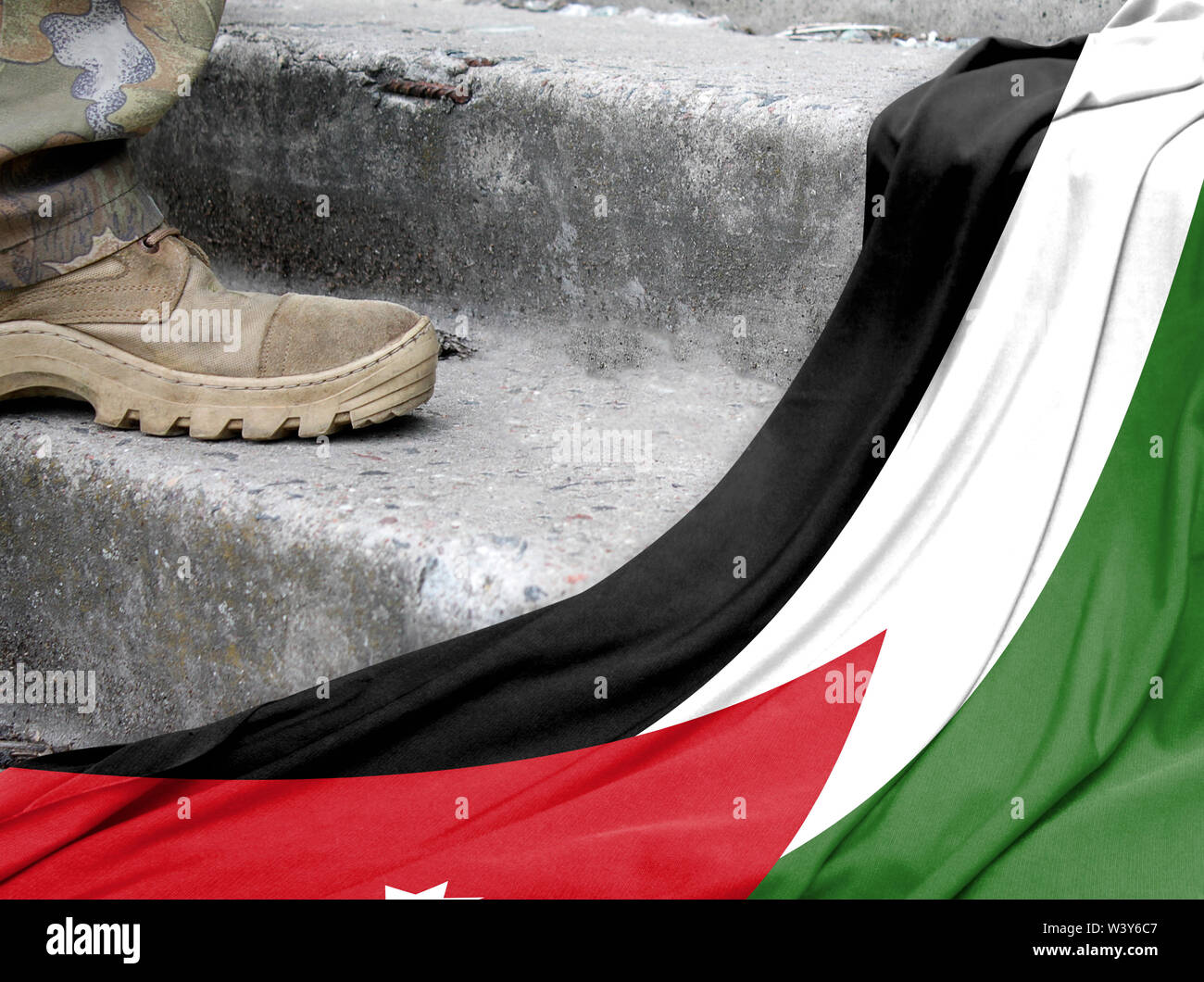 Military concept on the background of the flag of Jordan Stock Photo ...