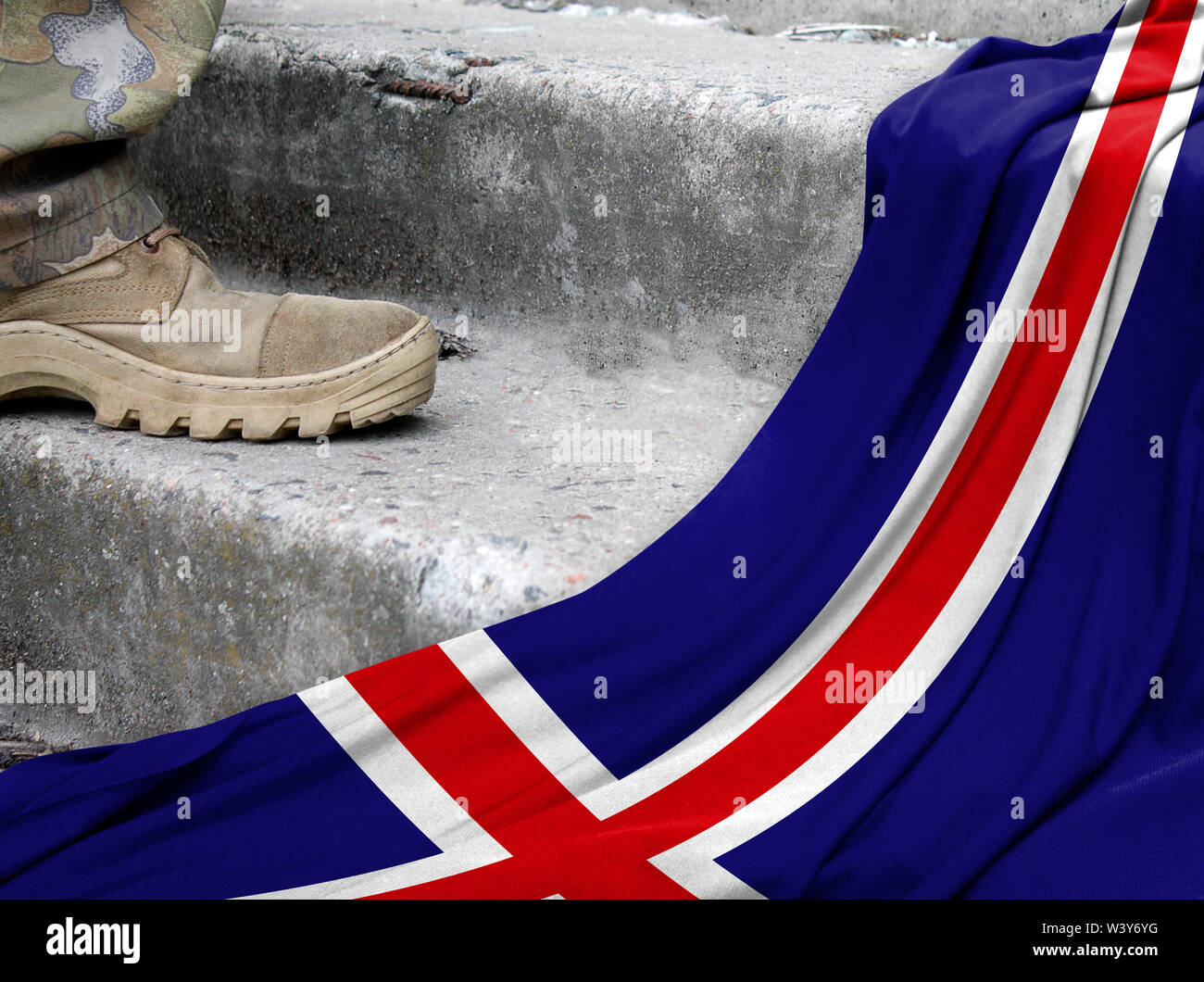Military concept on the background of the flag of Iceland Stock Photo ...