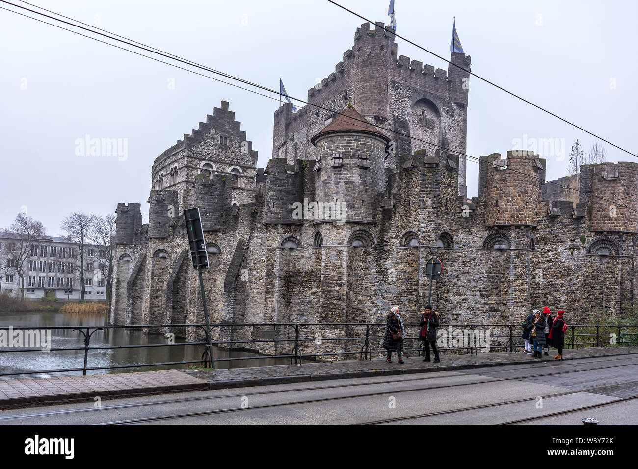 The fairytale fortress Gravensteen (Castle of the Counts), a medieval ...