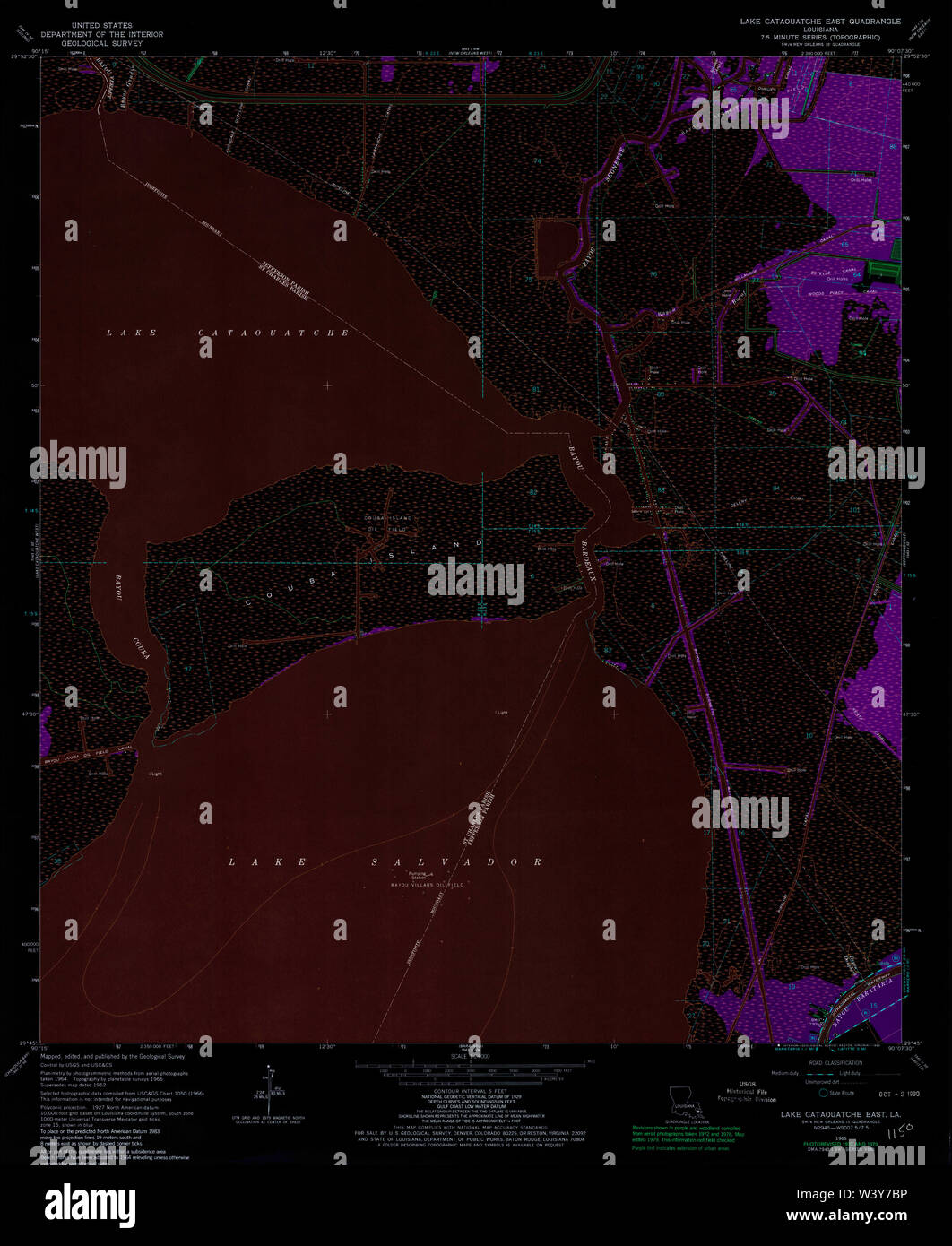 USGS TOPO Map Louisiana LA Lake Cataouatche East 332445 1966 24000 ...