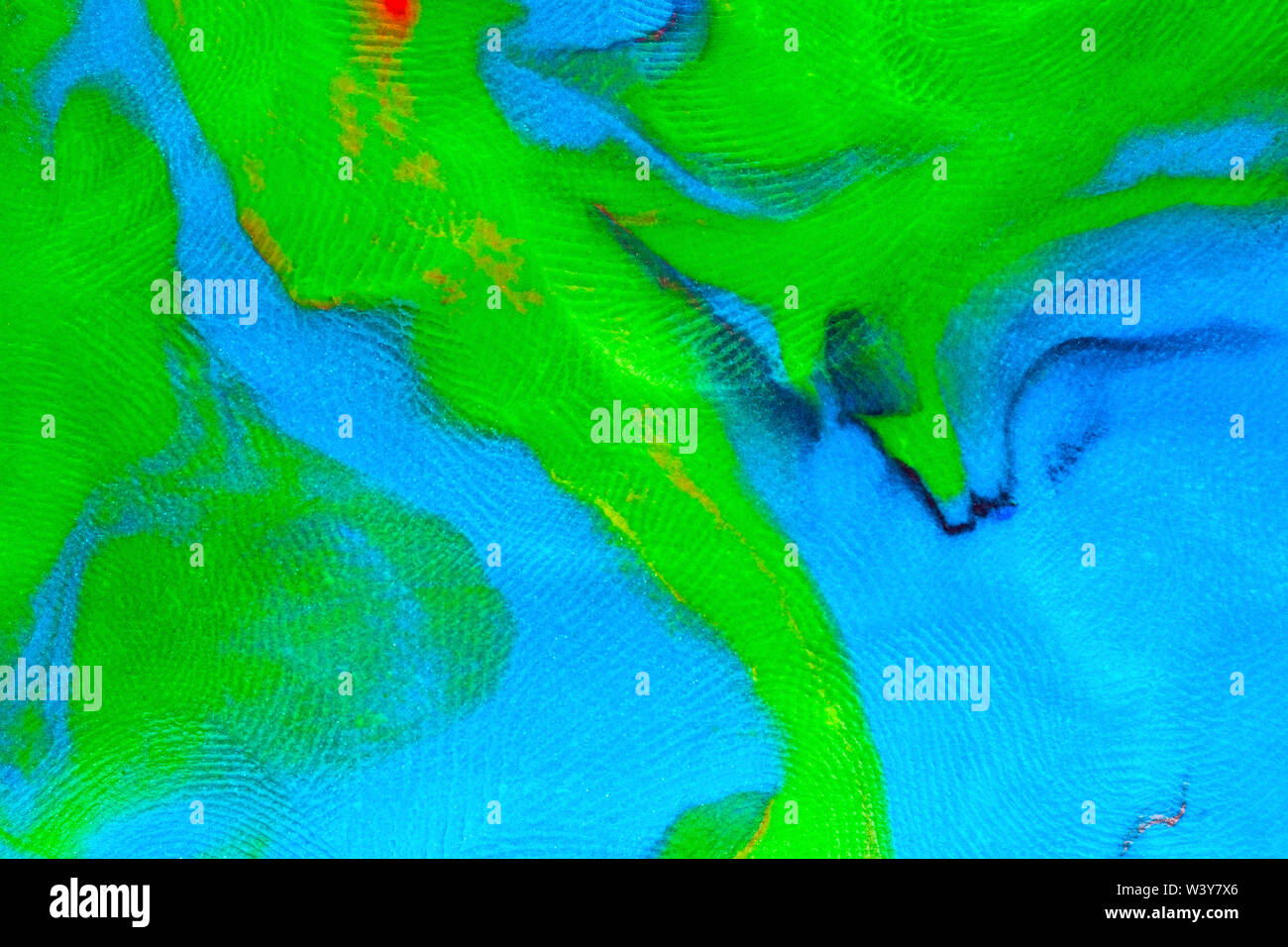 Mixed blue-green flat plasticine texture with distinct fingerprints ...