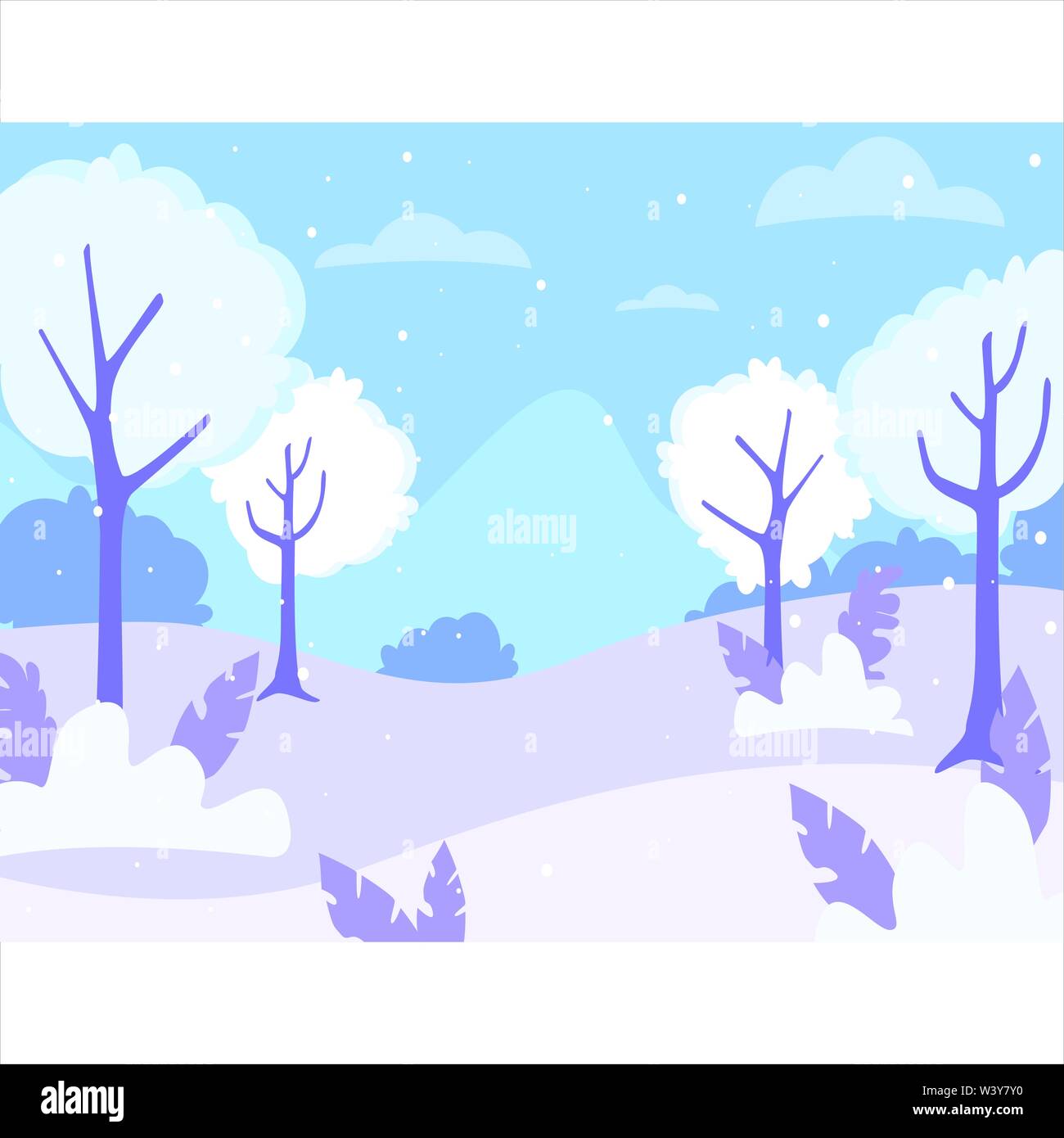 Snow forest nature winter trees Stock Vector Images - Alamy