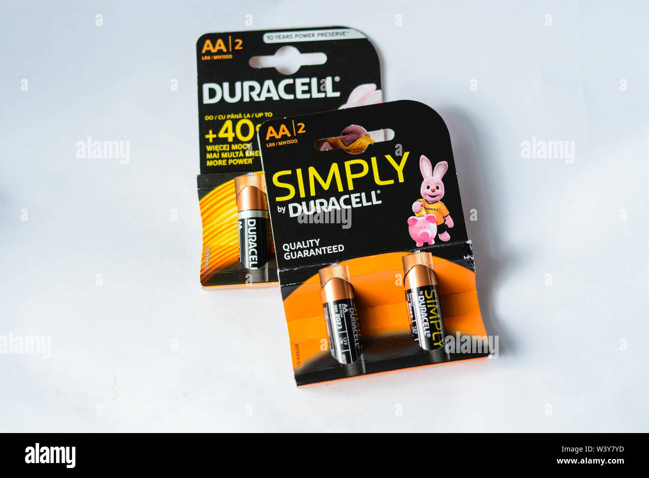 Duracell batteries in original box on white background Stock Photo - Alamy