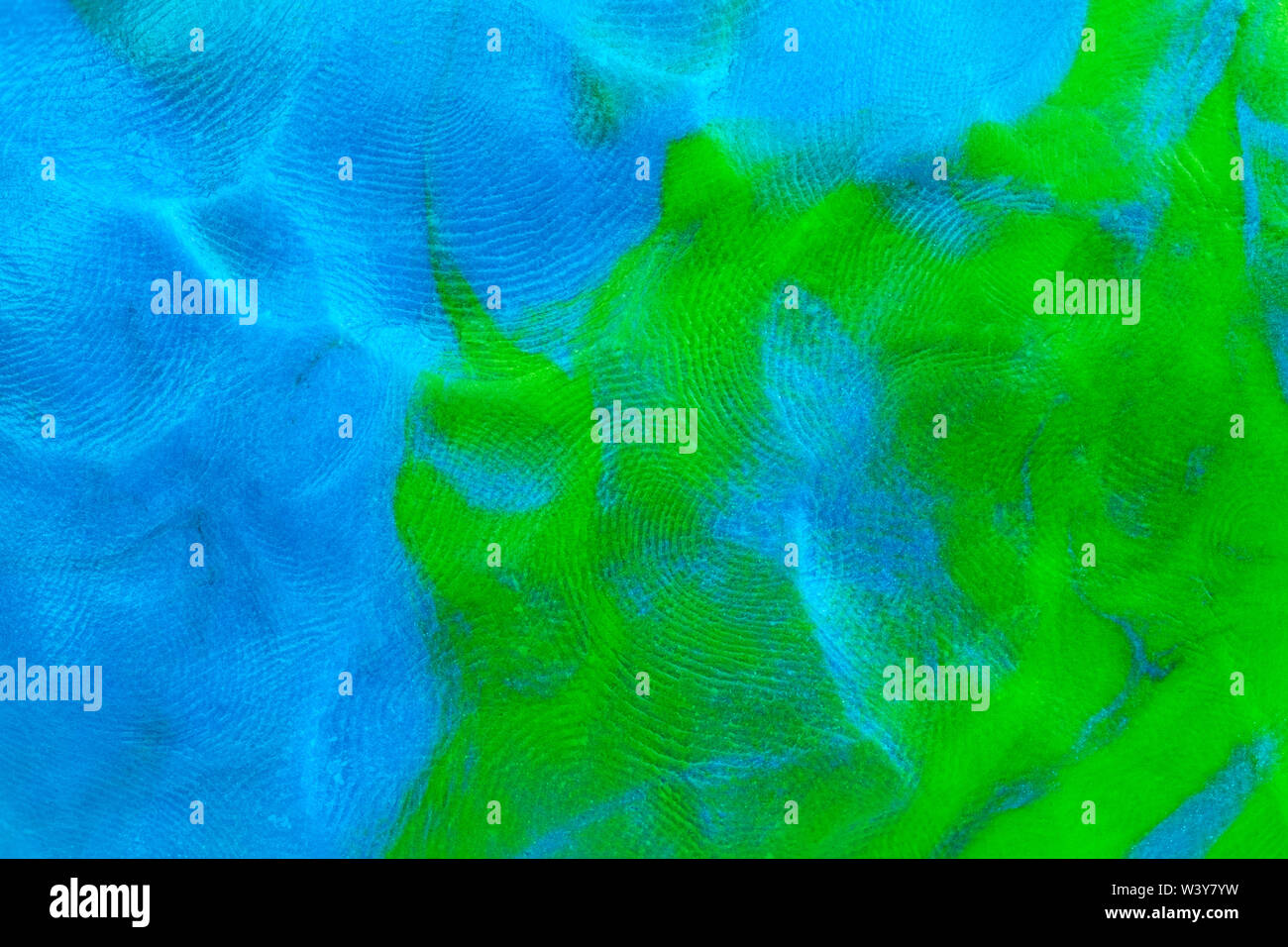 Mixed blue-green flat plasticine texture with distinct fingerprints ...
