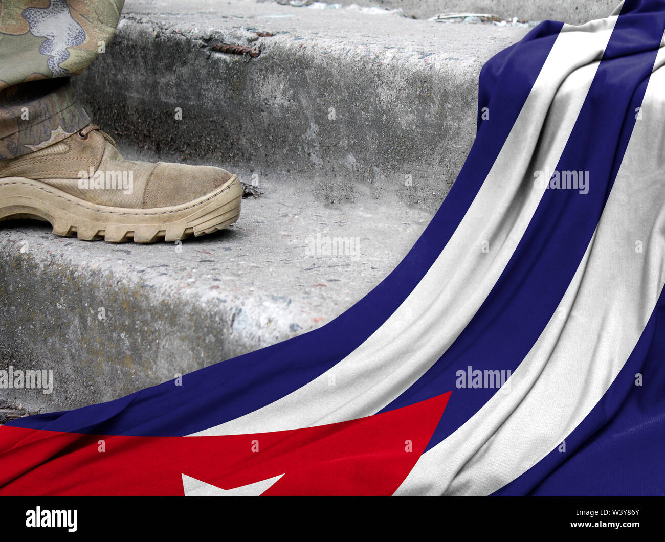 Military concept on the background of the flag of Cuba Stock Photo - Alamy