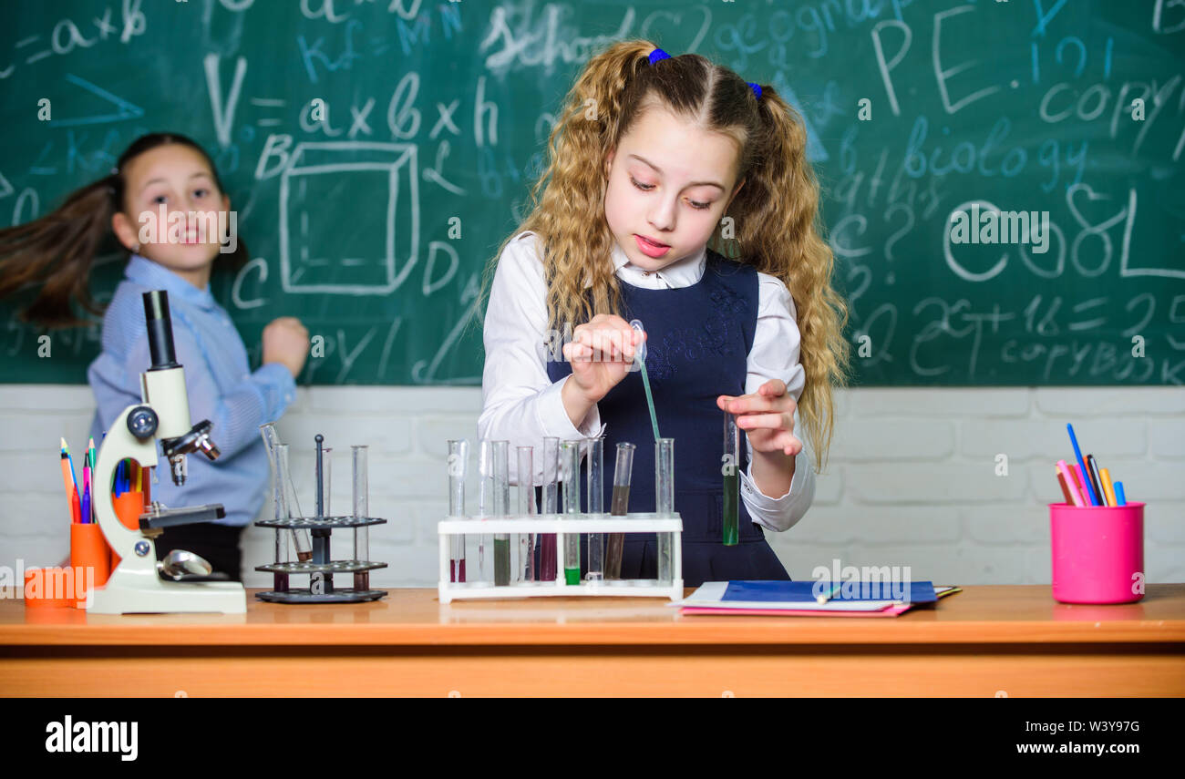 Biology equipment. biology education. Happy children. Biology lesson ...