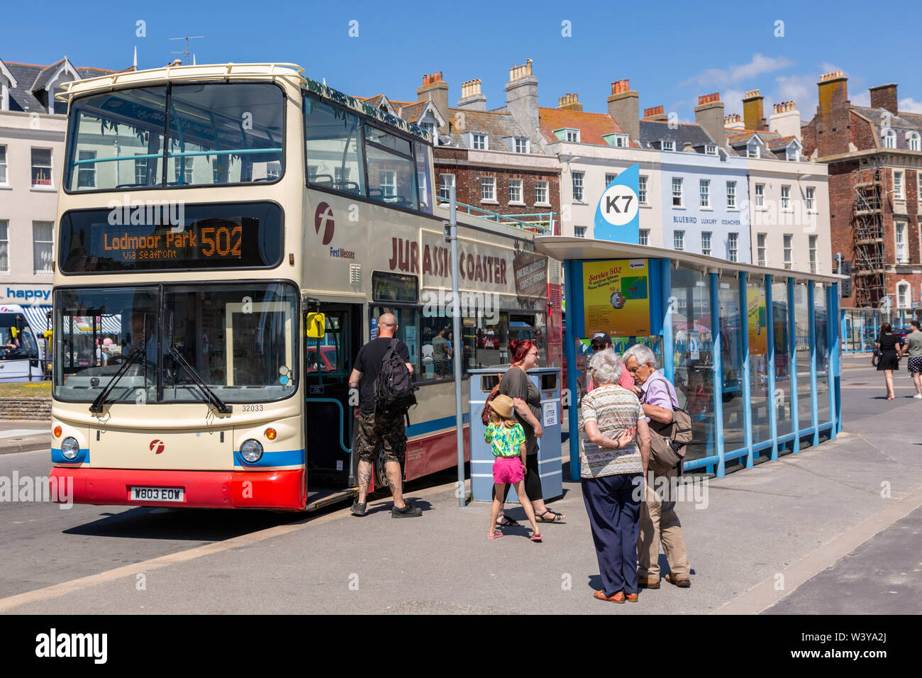 Public bus in Weymouth, Dorset, UK Stock Photo - Alamy