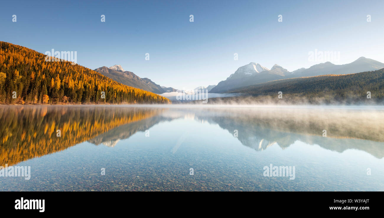 Autumn at Bowman Lake, Glacier National Park, Montana, USA Stock Photo ...