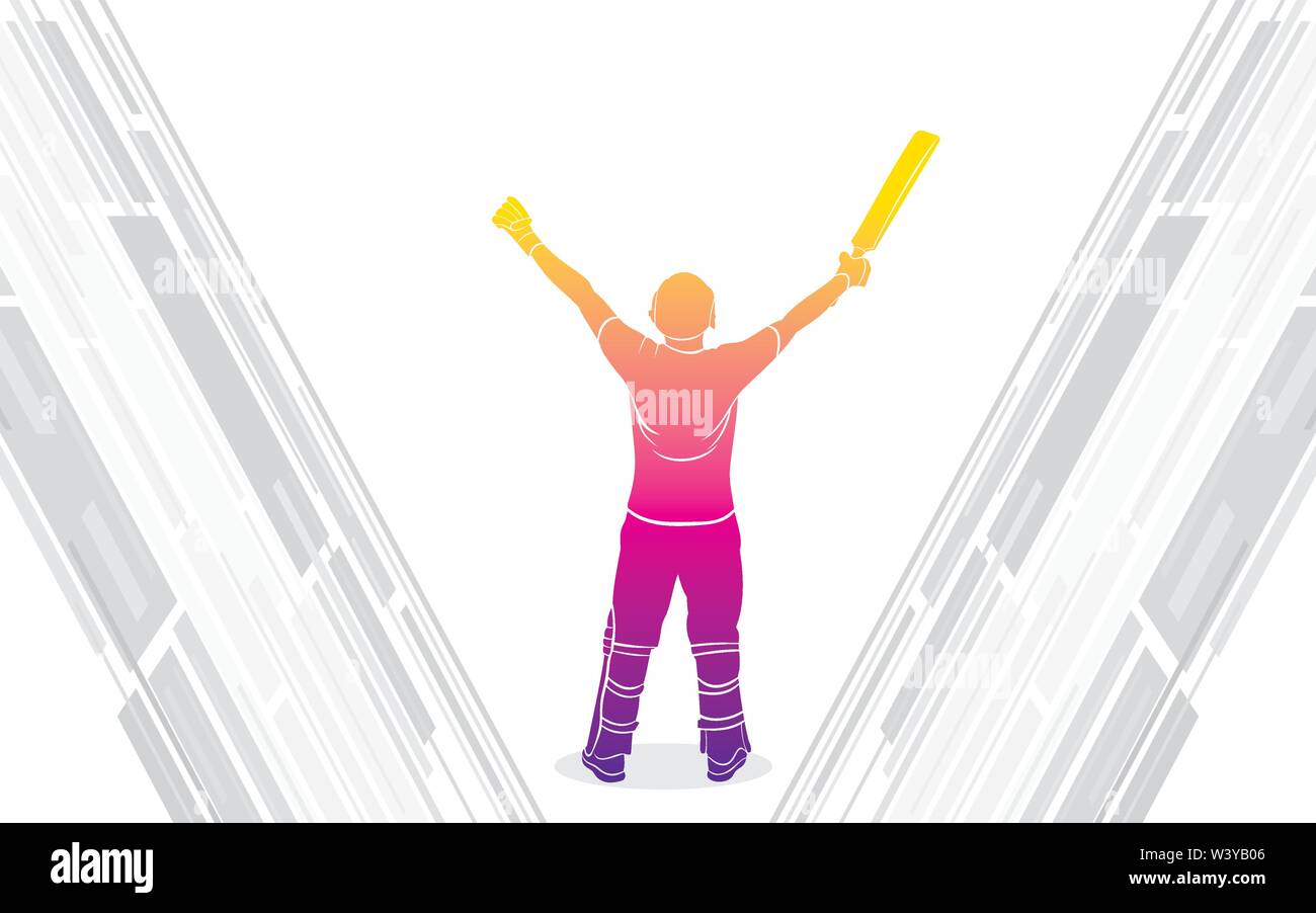cricket player celebrate century or winning match concept poster design ...
